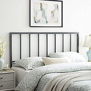 Modway Tatum Modern Farmhouse Metal Queen Headboard in Gray