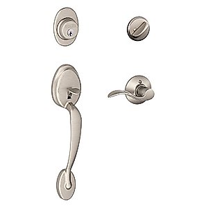Schlage Lock Company Plymouth Single Cylinder Handleset and Right Hand Accent Lever, Satin Nickel (F60 PLY 619 ACC RH)