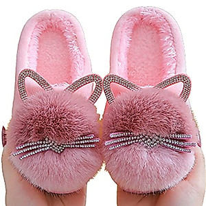 Toddler Slippers Girls Kids Slippers Cute Cat House Slipper Fuzzy Slippers Pink Slipper Winter Warm Slippers Soft House Shoes