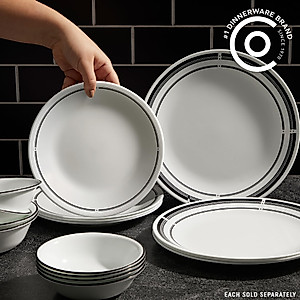 Corelle 6-Piece 8.5" Lunch Round Plates, Vitrelle Triple Layer Glass, Lightweight Round Plates, Salad Plates, Chip and Scratch Resistant, Microwave and Dishwasher Safe, Brasserie, Medium