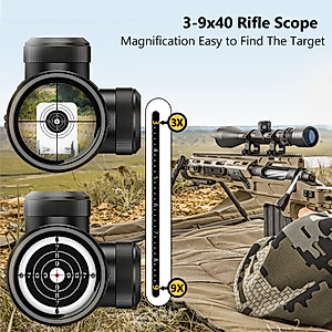 CVLIFE 3-9x40 Optics R4 Reticle Crosshair Scope with 20mm Free Mounts