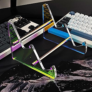 GEKUCAP Keyboard Display Stand, 2 Tier Colorful Mechanical Keyboard Holders, Thicker Rainbow Stand for Two Keyboards, Acrylic Keyboards Storage Holder Tray for Computer Tablet Picture Frame