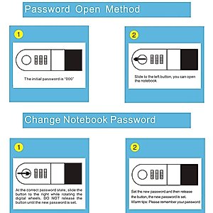AZPINGPAN Children's Study Notebook with Digital Combination Code Lock Diary丨A5 Size PU Cover Thickened Creative Sketchbook Hand Ledger (with Pen Position and Pen)