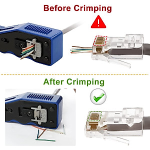 RJ45 Crimp Tool Kit Pass Thru Ethernet Crimper for Cat5e Cat6 Cat6a 8P8C Modular Connectors, All-in-One Cat6 Crimping Tool and Tester(9V Battery Not Included)