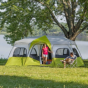 CORE 12 Person Instant Cabin Tent | 3 Room Huge Tent for Family with Storage Pockets for Camping Accessories | Portable Large Pop Up Tent for 2 Minute Camp Setup
