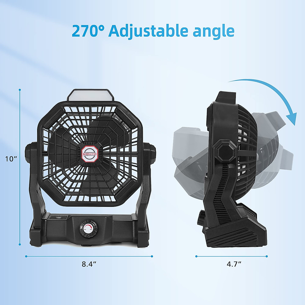 CooCoCo Camping Fan, Portable Fan Rechargeable,Battery Operated Fan Camp Fan for Tents,Stepless Speed & Long-Lasting Battery Fan for Outdoor,Office,Travel