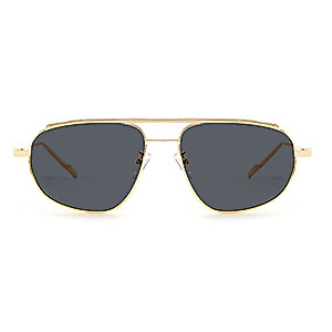 FEISEDY Retro Trendy Aviator Sunglasses Women Men 90s Small Vintage Glasses Stylish Gold Metal Oval Sunglasses B2906