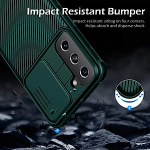 CloudValley for Samsung Galaxy S21 Case with Camera Cover, Full-Body Protective & Slim Fit, Camera Protection Case Only for Samsung Galaxy S21 5G 6.2 inch (2021 Release)-Green