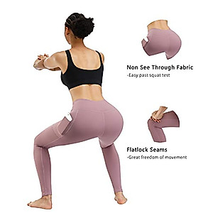 Fengbay 4 Pack High Waist Yoga Pants, Pocket Yoga Pants Tummy Control Workout Leggings 4 Way Stretch Leggings with Pockets