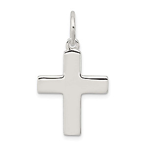 Solid 925 Sterling Silver Latin Cross Charm Pendant - 29mm x 27mm
