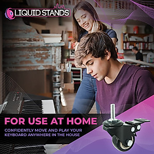 Liquid Stands Keyboard Stand Caster Wheels Set of 4 Replacement Locking Heavy Duty Wheels with Brake - Piano Stand Parts and Accessories