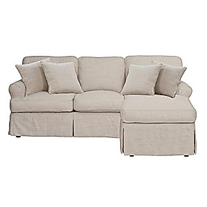 Sunset Trading Horizon Slipcover and Sleeper Sofa, 36” H x 65” D x 85” W, Linen