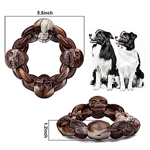 Anhozuo Dog Chew Toys for Aggressive Chewers Large Breed, Indestructible Dog Toys for Large Dogs, Tough Durable Dog Chew Toys for Medium and Large Dogs, Real Bacon Flavor Skull Elements Dog Toys