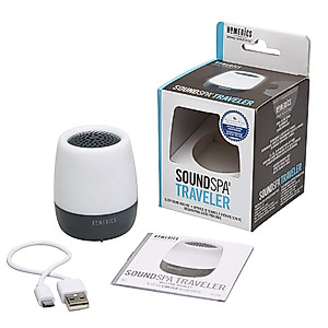 Homedics Traveler SoundSleep White Noise Sound Machine, Small Sound Machine with 6 Relaxing Sounds and Color Changing Night-Light, Portable Sound Therapy for Home, Office, Nursery, Auto-Off Timer