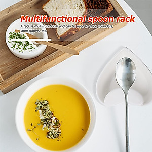 HEMOTON 2pcs Ceramic Spoon Rest Heart Shaped Kitchen Spoon Holder Spoon Rack Spoon Rest Stand Ladle Holder Kitchen Utensil Rest for Spatula