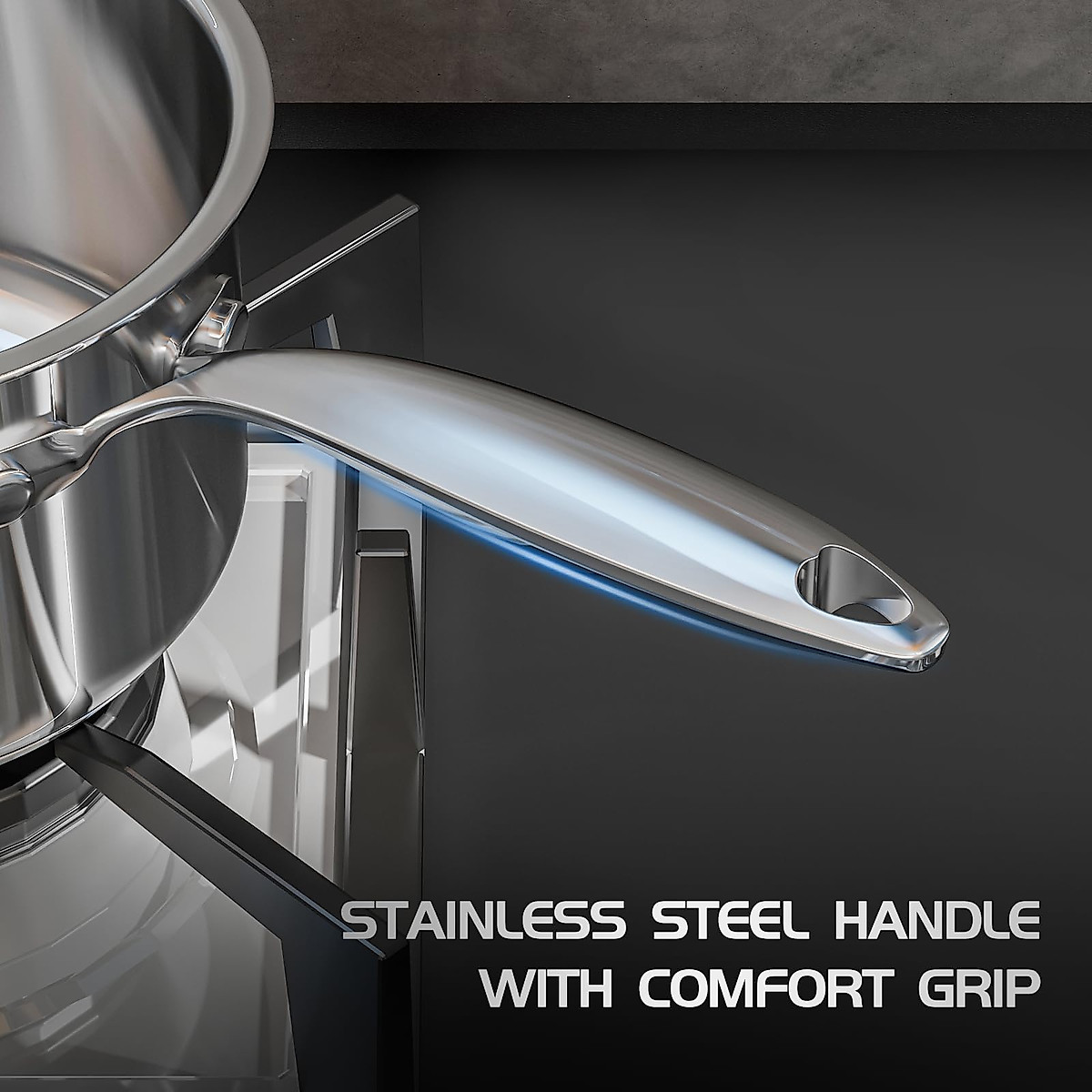 Meythway 𝐔𝐏𝐆𝐑𝐀𝐃𝐄 Pots and Pans Set Non Toxic, 16PCs Stainless Steel Cookware Set with Steamer, Kitchen Induction Cookware with Utensil Sets, Pot Protectors and Apron For Oven & Dishwasher Safe