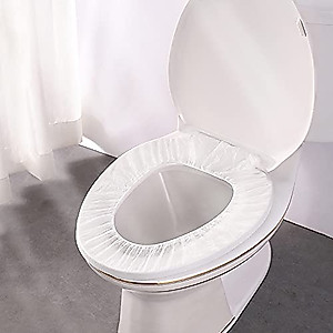 RRMMAN 20 Pack Toilet Seat Cover Plastic Waterproof Potty Seat Covers Non Slip Individually Wrapped for Kids Travel Potty Training Nonslip Toilet Covers Disposable for Travel and Public Restrooms…