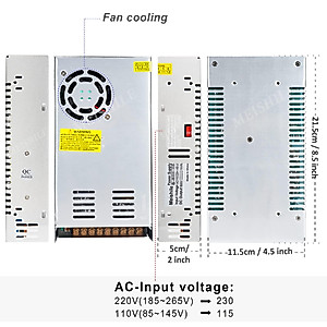 MEISHILE 12V 50A 600W DC Switching Power Supply Adapter PSU AC to DC Industrial Transformer Converter for LED Drive Light Lamp Meter 3D Printer Semiconductor Pump Motor Drive 220V 110V to 12Volt