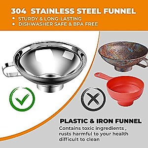 Pisol Canning Funnel for Kitchen Use, Wide Mouth Stainless Steel Funnel for Wide and Regular Mouth Mason Jar, Food Grade Metal Funnel for Filling Bottle, Large Funnel for All Liquid and Solid