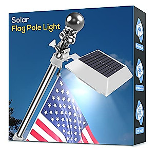 Solar Flag Pole Light, Bright 12LEDs for 5ft 6ft Flag Pole Light Solar Powered, Waterproof Outdoor Flagpoles White 6000k Led Lights Outside House Garden Yard American Flags Decorations