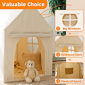 Canvas Kids Play Tent Indoor Toddler Playhouse Playroom Inside Children Teepee Tents Playhouse for Girls Boys Toddler Play Tent Indoor & Outdoor