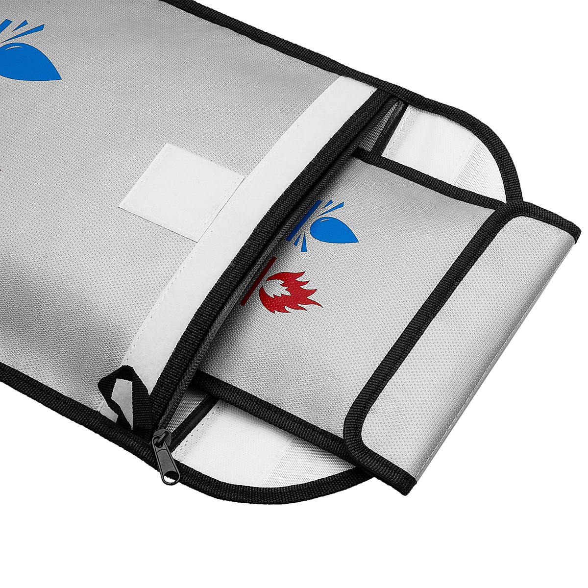 Fireproof Document Bag - 15"X11" Fireproof Safe Bag, 7"x9" Money Pouch Envelope, Non-Itchy Silicone Coated File Storage, Waterproof Document Holder, Money Bag with Zipper