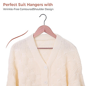 JS HANGER American Red Cedar Hangers 10 Pack, Smooth Finish Wood Coat Hangers for Suit Shirt, Aromatic Cedar Clothes Hangers with Swivel Hook & Notches for Dress, Jacket, Pants