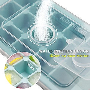 Ice Cube Trays Silicone, Ice Molds with Lid, Making 15 Giant Ice Cubes for Whiskey Cocktails and Bourbon, Reusable and BPA Free
