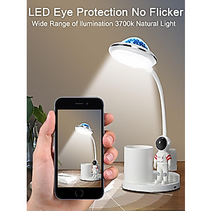 Astronaut Desk Lamp for Kids,Star Space Projector Galaxy Night Light,Eye-Care Reading Small Desk Lamps, with Pen Holder Spaceman Table Lamp, Bedroom Decor Aesthetics, Gifts for Boys and Girls