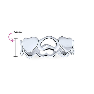 Personalized BFF Friendship Alternating Romantic Open Heart Eternity Band Promise Ring For Women Teen Girlfriend .925 Sterling Silver Customizable