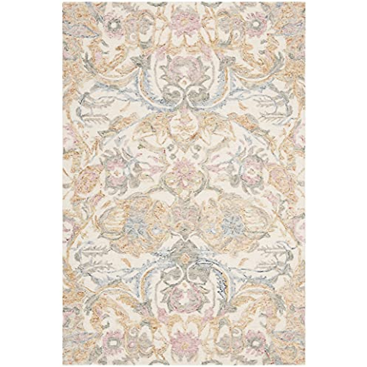 Safavieh Micro-Loop Collection 4' x 6' Ivory/Blue MLP901M Handmade Premium Wool Area Rug