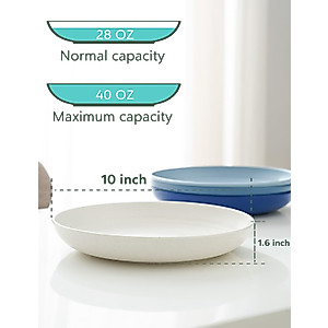 GENLGE Wheat Straw Plates 10 inch Plastic Dinner Plates Set of 6 - Microwave Safe Kitchen Plates, Unbreakable Reusable Plates for Outdoor, Camping, BPA-free