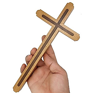 JCNART Handicrafts Wooden Wall Cross Christians Cross Catholic Cross Religious Cross Christmas Easter Cross for Church Home Room Farmhouse Wall Art Decor (Brown)