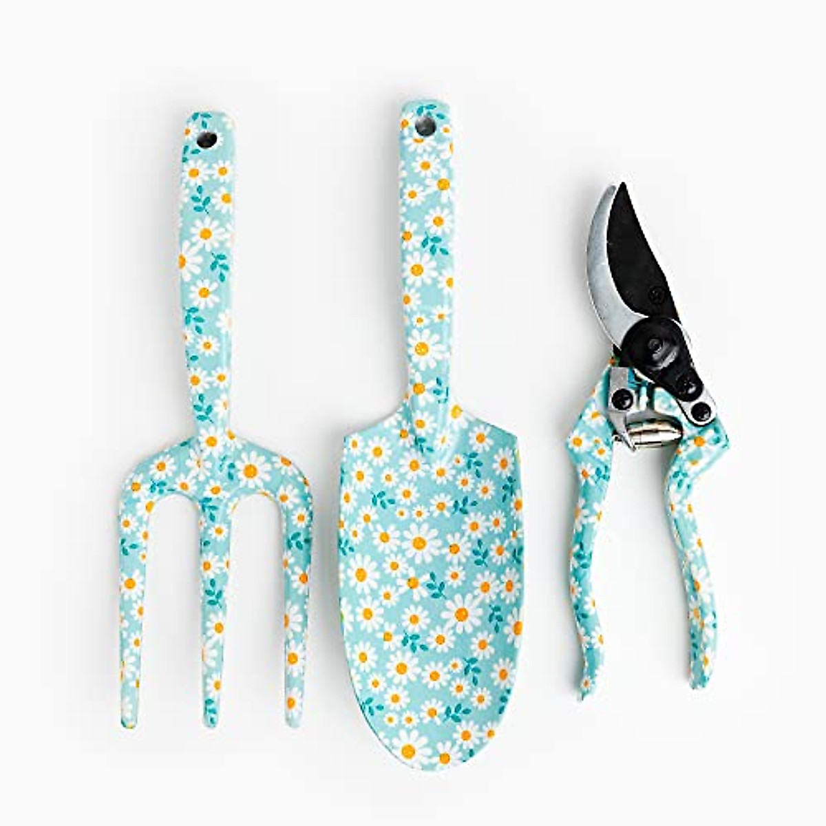 Copper Spade 3 Piece Decorative Garden Tool Set - Trowel, Pruning Shears, Cultivator Fork Gift Set (Lazy Daisy)