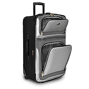 U.S. Traveler New Yorker Lightweight Softside Expandable Travel Rolling Luggage, Gray, 4-Piece Set (15/21/25/29)