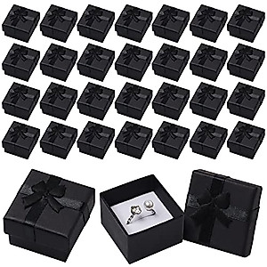 Zsxdc 36 Pieces Jewelry Black Ring Gift Box with Foam Ring Earrings Pendant Box Holder Black for Anniversaries, Weddings, Birthdays,Christmas