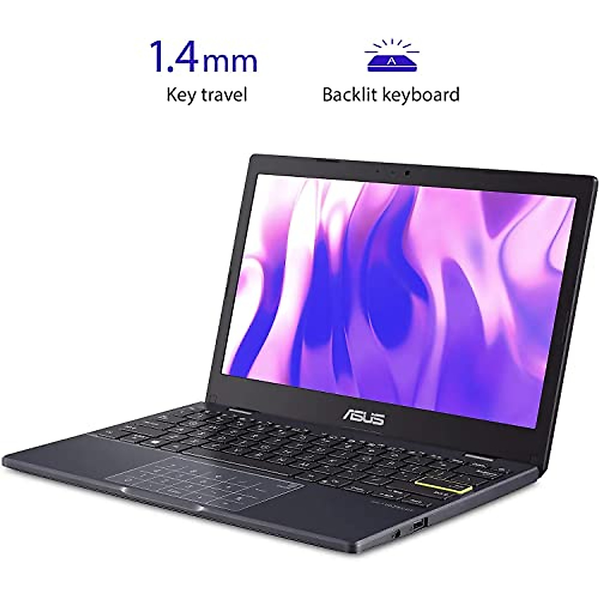 ASUS 2022 Newest 14 inch HD Laptop, Intel Dual-Core Processor, 4GB RAM, 64GB eMMC, 128GB Pcle SSD, Integrated Graphics, Bluetooth, WiFi, Windows 11 S, Star Black, Bundle with Cefesfy Accessory