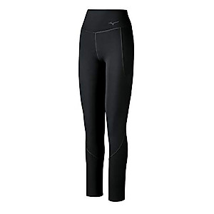 Mizuno Women's Leggings by , Full Length Instinct Tights, High-Waisted Compression Leggings with Pockets for Exercise & Working Out, Black, Medium
