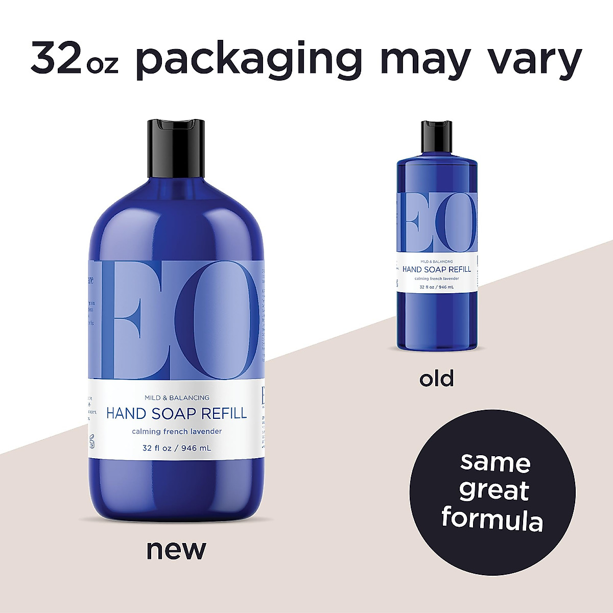 EO Liquid Hand Soap Refill, 32 Ounce (Pack of 2), French Lavender, Organic Plant-Based Gentle Cleanser with Pure Essential Oils