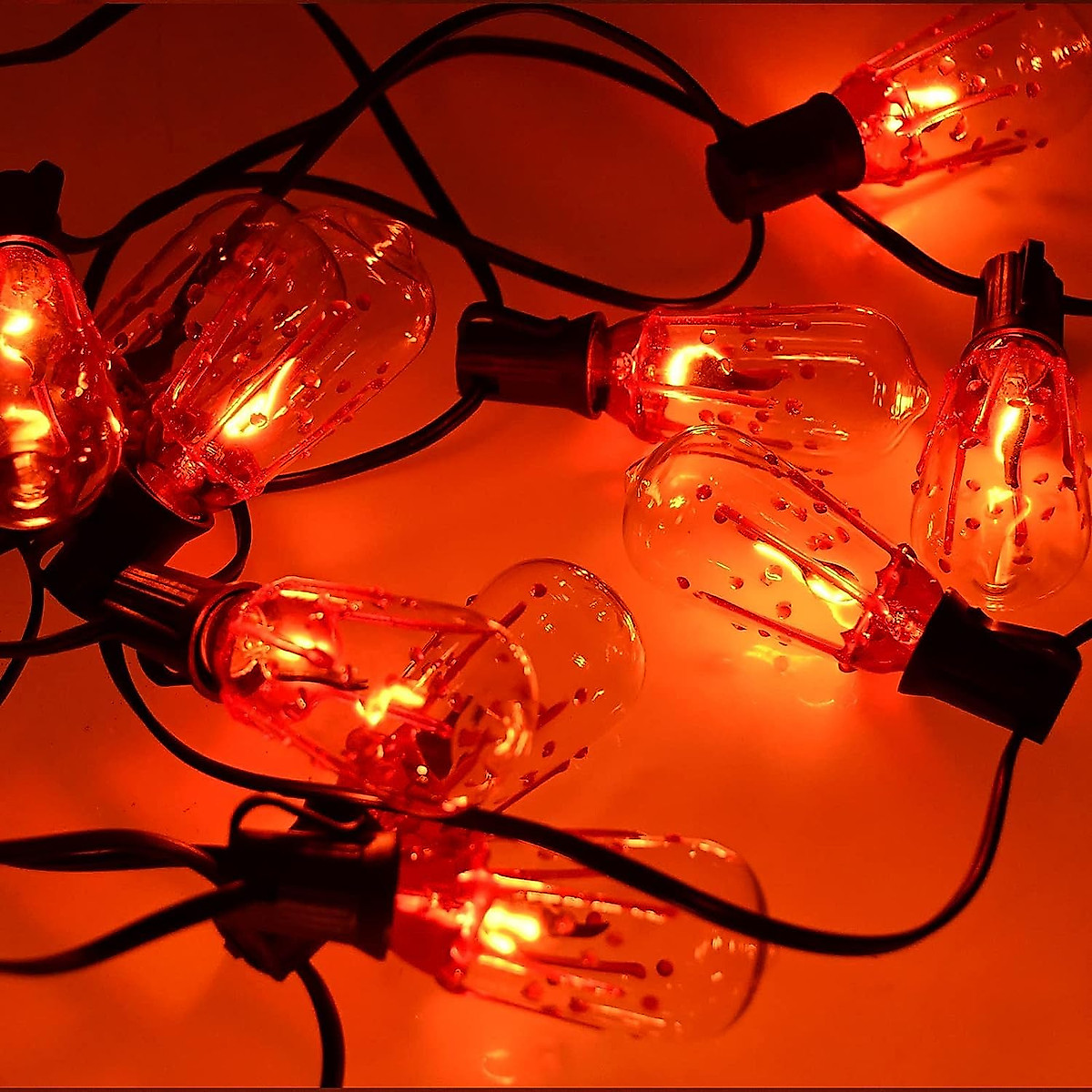 10 Pack Halloween Flicker Flame Replacement Bulbs, ST40 Halloween Bloody Drop Bulbs with Red Flickering Flame for Outdoor String Lights Halloween Party Haunted House, 1W E17 Intermediate Base Bulb