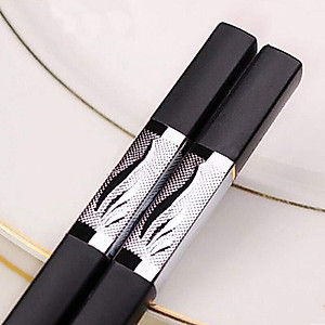 10 Pairs Fiberglass Chopsticks, Reusable Chopsticks and Dishwasher Safe， 9 1/2 Inches - Clover,Silver