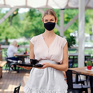 Geyoga Women's Waist Apron Cooking Apron Kitchen Waitress Apron Maid Apron Costume Apron (White,Waist Style)