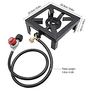 Taruor Heavy Duty Single Burner Stove ,8KW Gas Boiling Ring Cast Iron Burner Large LPG Stove Outdoor Cooker Iron Frame Portable Fire Control Stove