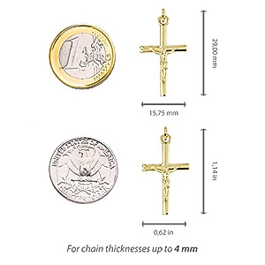 Lucchetta - 14k Gold Italian Christian Cross Pendant for Him and Her | Authentic Catholic Jesus Crucifix from Itay