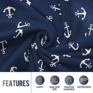 Levens Nautical Anchor Blanket Gifts for Women Girls Boys, Ocean Themed Navy Anchor Decoration for Home Bedroom Living Room Dorm Office, Soft Warm Lightweight Throw Blankets Dark Blue 50"x60"