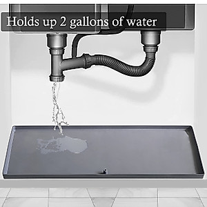 Leikaendi Under Sink Mat, 28'' x 22'' Under Sink Mats for Kitchen Waterproof, Silicone Under Sink Drip Tray Liner, Kitchen Sink Cabinet Protector