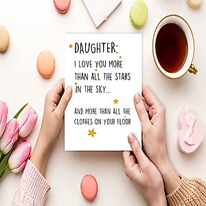 Inspirational Daughter Birthday Card, Humorous Birthday Gifts for Daughter Adult, Motivational Daughter Birthday Card from Mom Dad, I Love You More Than The Stars In The Sky