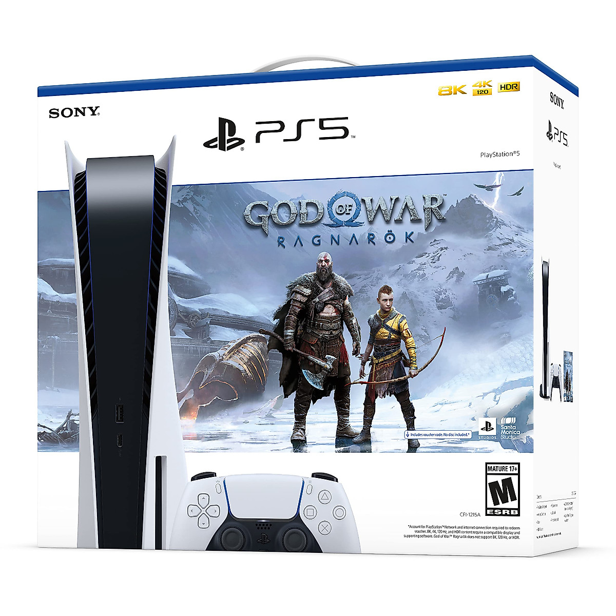 Play-Station 5 PS-5 Disc Version Gaming Console God of War Ragnarok Bundle with 4K UHD Blu-ray Player + 1 Controller - up to 120fps for Compatible Games, Support for 120Hz Output on 4K Displays