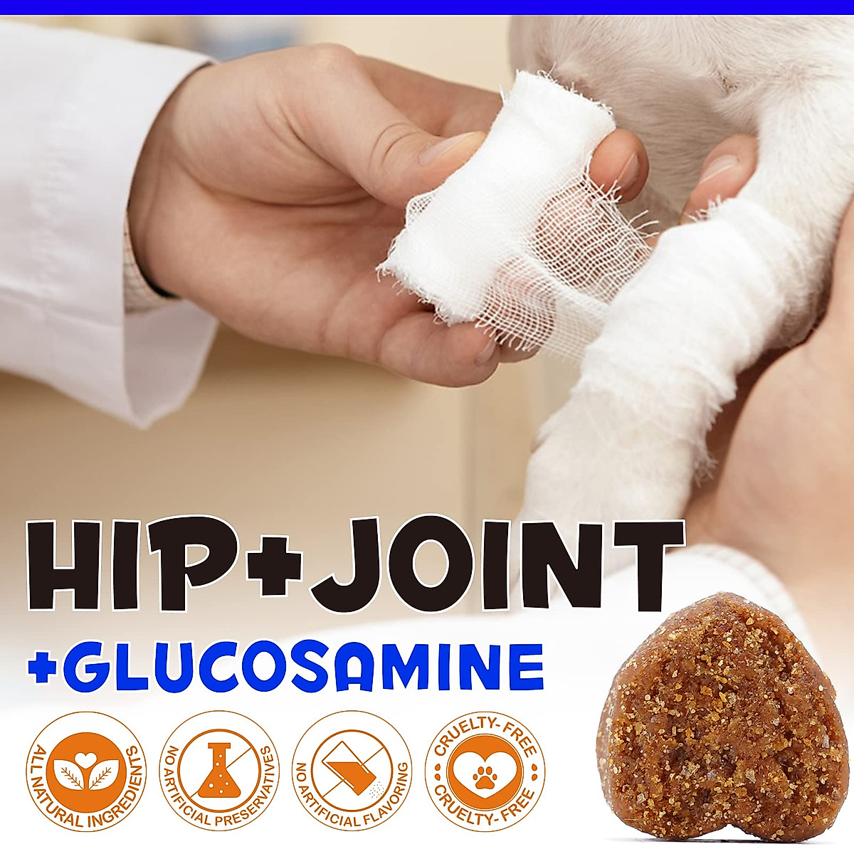 MXCZBSM Hemp Hip and Joint Supplement for Dogs, 150 Dog Joint Pain Relief Treats, Glucosamine for Dogs, Hip & Joint Supplement w/MSM + Chondroitin + Omega 3, Mobility & Flexibility Support