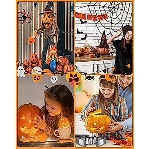 Pumpkin Carving Kit Tools 27 PCS Safe & Easy for Kids, Sturdy Halloween Pumpkin Carving Set with Stainless Steel Carve Stencils & Hammer for DIY Halloween Decoration Jack O Lanterns